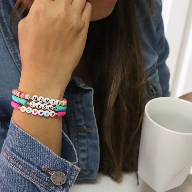 Custom Polymer Beaded Name Bracelet Party Gift Favor for | Etsy