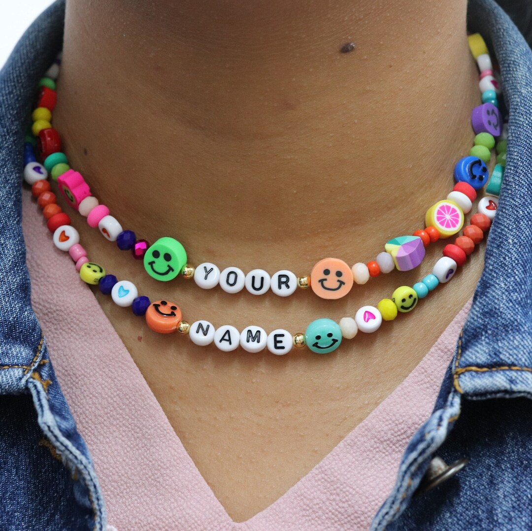Custom Bead Name Necklace, Christmas Present Necklace,fun Bead,necklace ...
