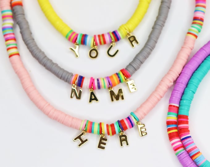 Custom Beaded Name Necklacefun Beadbeach Necklacesummer - Etsy