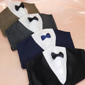 Wedding Mask for Groom, Groom Cotton Face Mask With Filter, Men Elegant ...