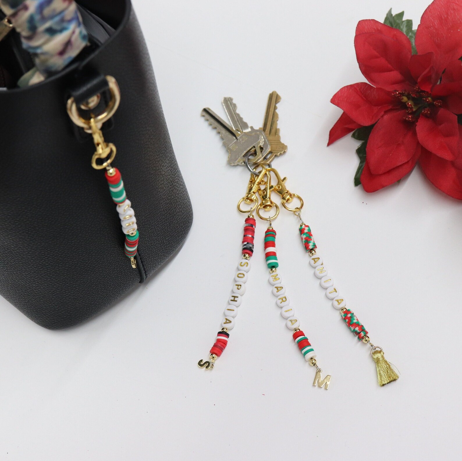 Custom Beaded Name Keychain Personalized Colorful - Etsy