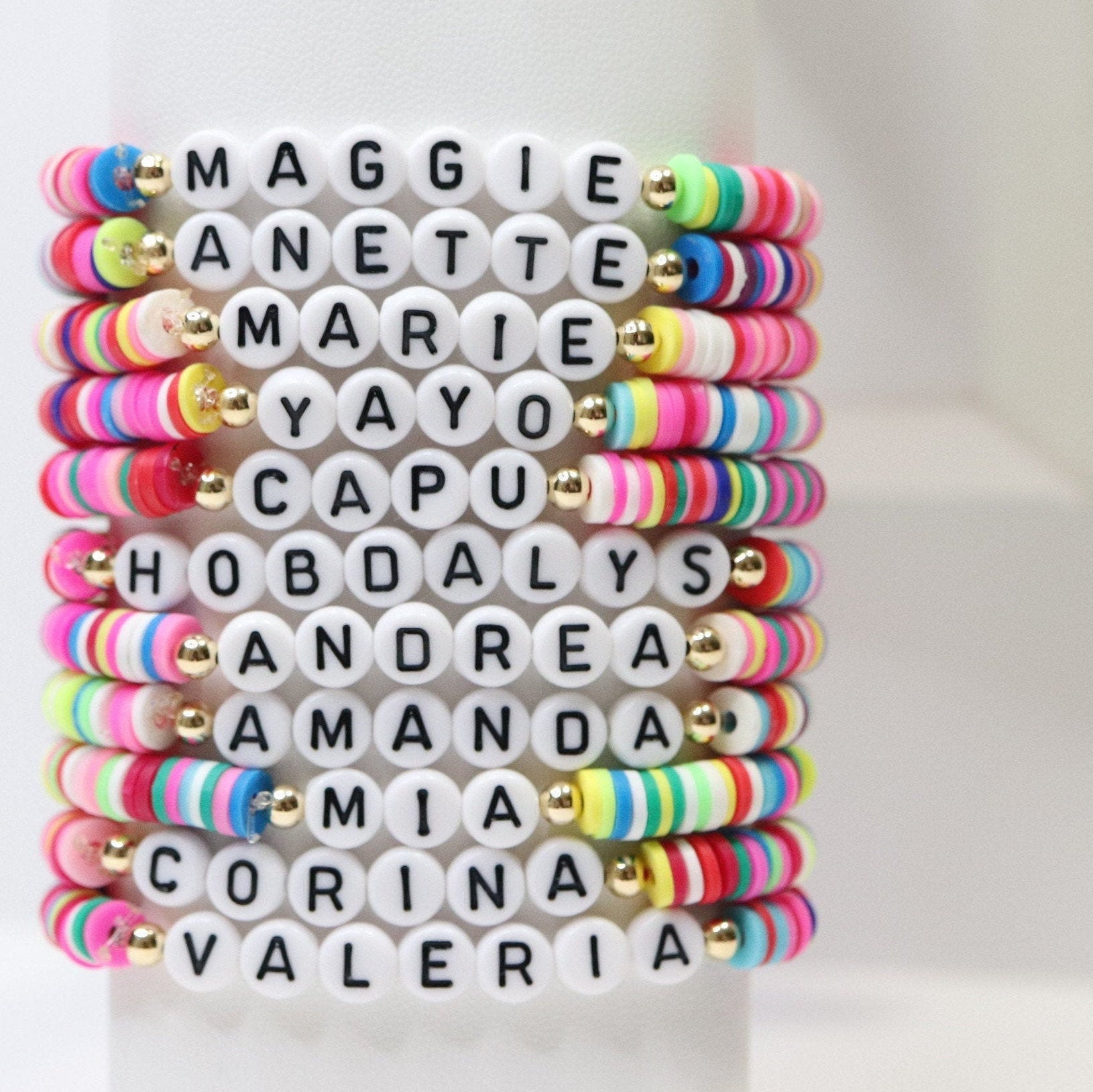 Custom Polymer Beaded Name Braceletbride and Bridesmaid - Etsy