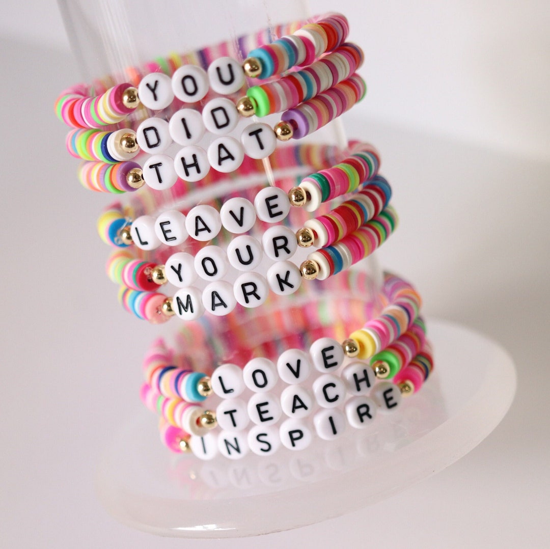 Custom Bead Name Bracelet, Teacher Christmas Gift,teacher Appreciation ...
