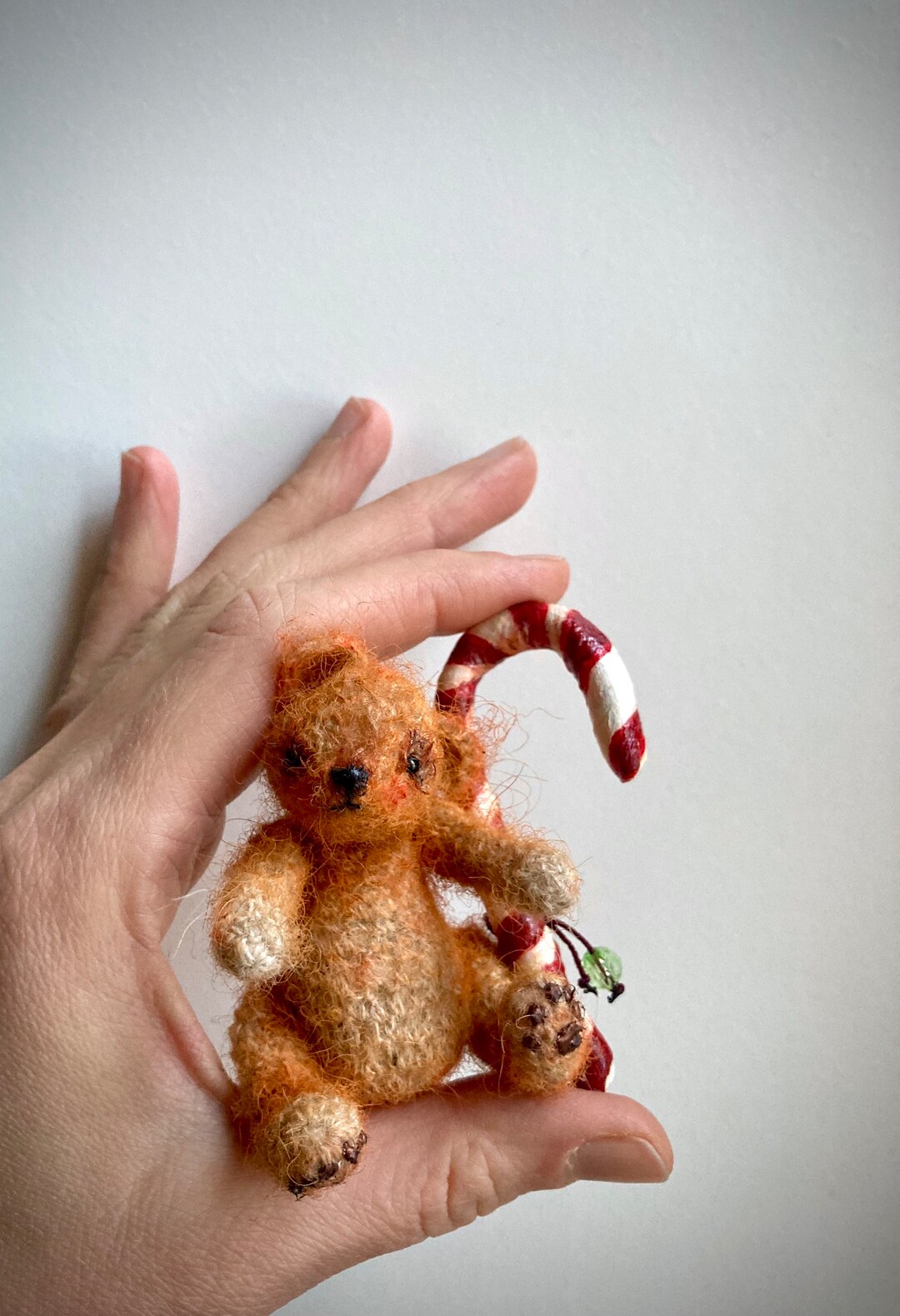 Miniature Rustic Teddy Bear Collectible Figurine, Item for Christmas ...