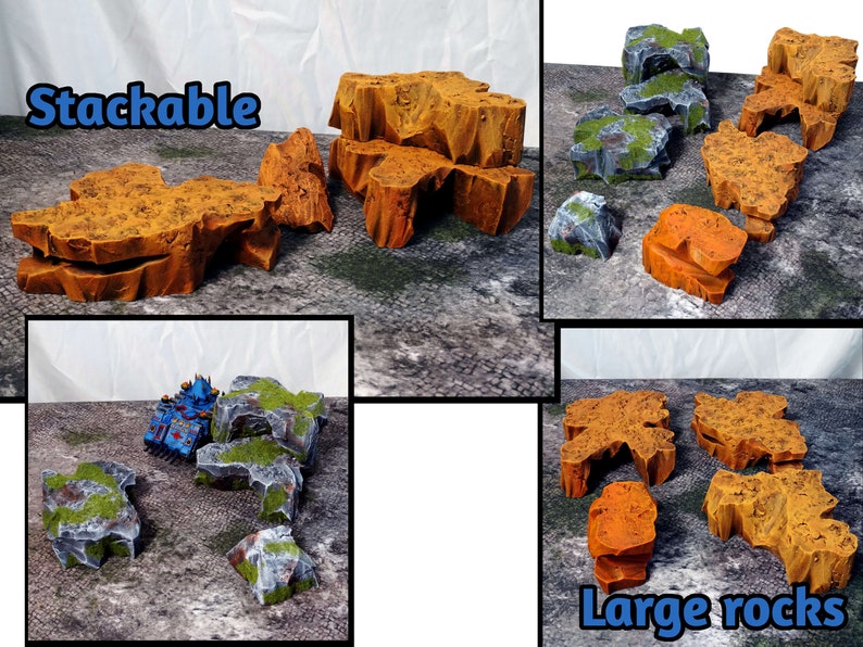Rock Terrain Set Hand Painted Wargame Terrain/scenery - Etsy