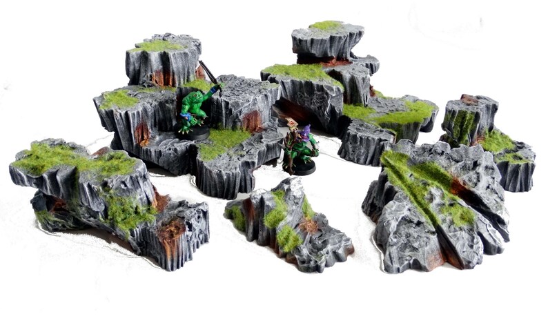 Rock Terrain Set Hand Painted Wargame Terrain/scenery - Etsy