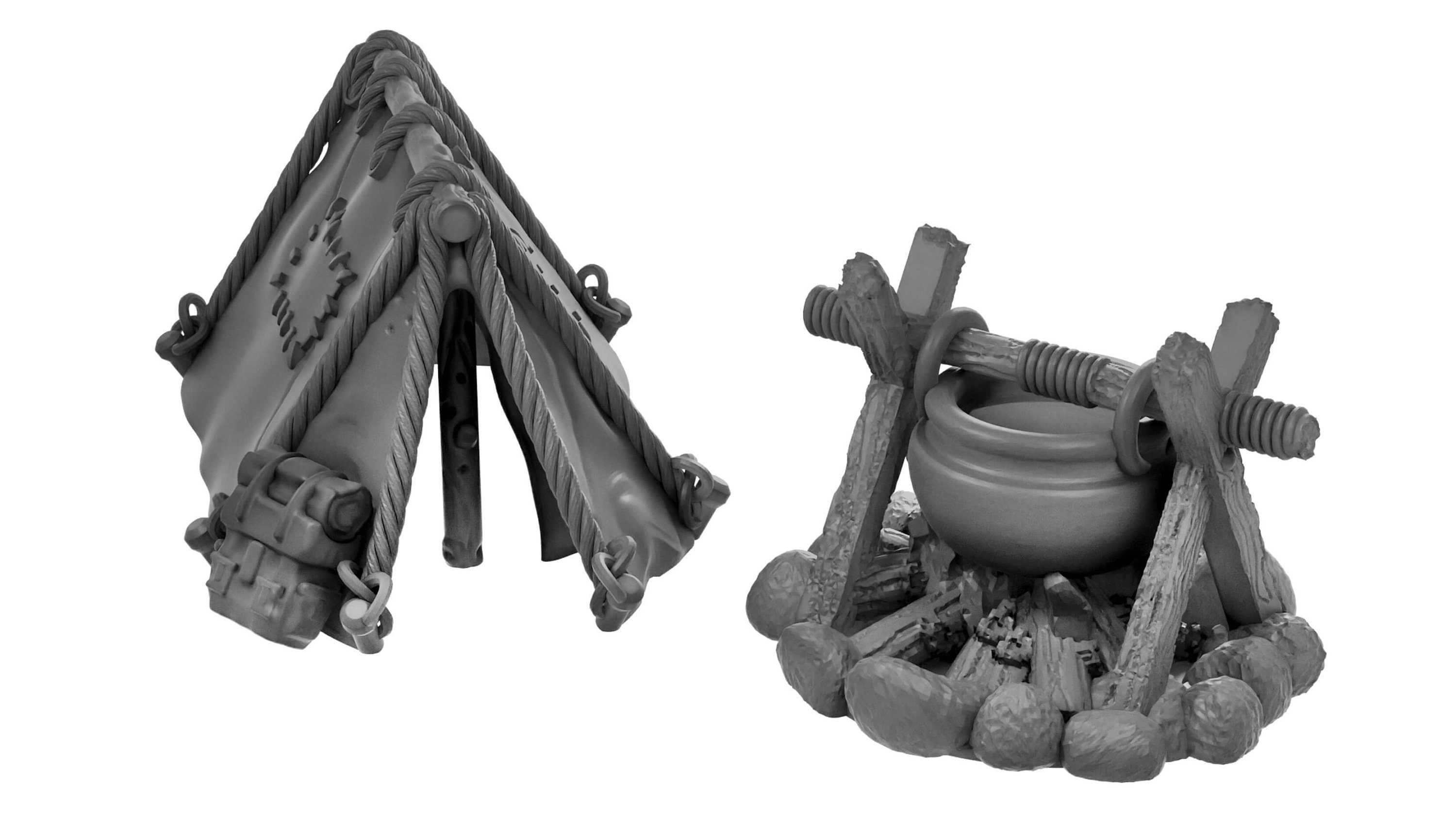 Tent and Campfire Miniature Set - Etsy UK