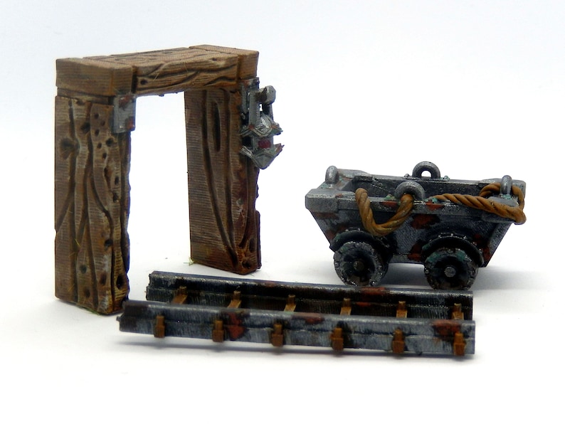 Mine cart track and entrance resin miniatures D&D Warhammer | Etsy