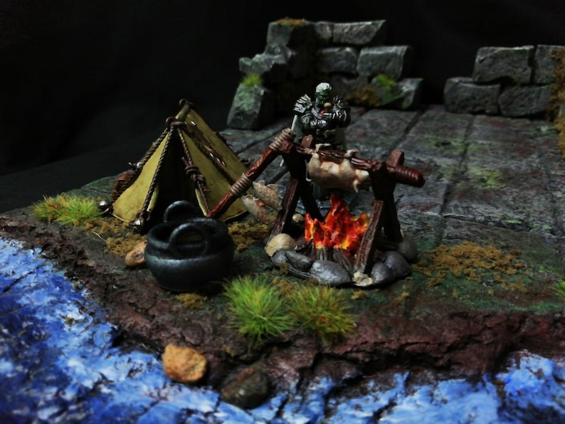 Tent and Campfire Miniature Set - Etsy UK