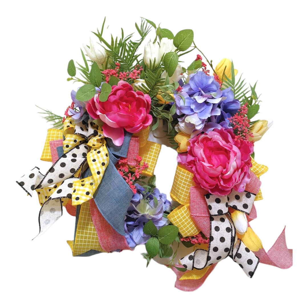 Peony Wreath, Spring Wreath, Summer Wreath, Handmade Gift, Door Wreath ...