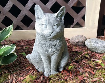 Cement Cat Statue, Concrete Sitting Cat Figure, Garden Statues ...