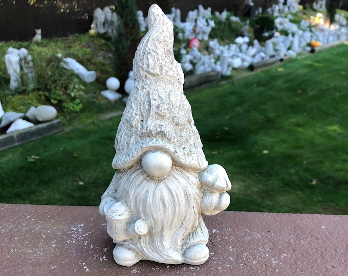 Cement Garden Gnome, Gnome Statue, Concrete Gnome Garden Decor, Small ...