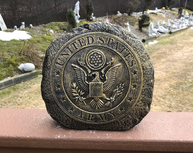 United States Army Garden Stone, Concrete Army Stone, Cement Garden ...
