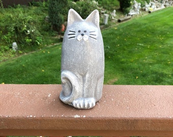 Cement Cat Statue, Concrete Cat Figure, Large Cat, Garden Statues ...