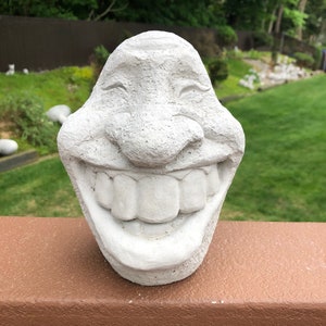 Garden Rock Face, Concrete Garden Face, Smiling Face, Rocks With Faces ...