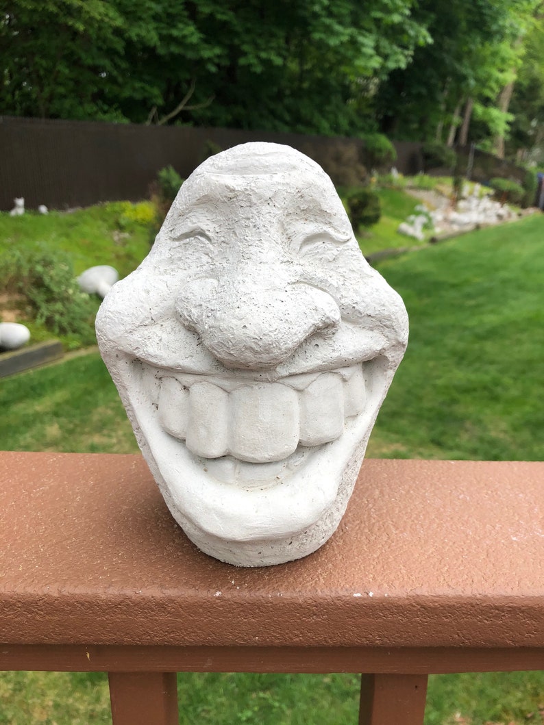 Garden Rock Face, Concrete Garden Face, Smiling Face, Rocks With Faces ...