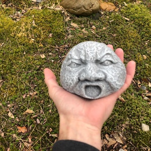 Cement Garden Rock Face, Concrete Garden Face, Angry Face, Rocks With ...