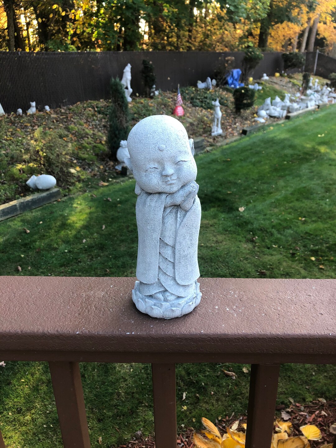 Concrete Jizo Statue, Tilted Head Jizo With Clasped Hands, Buddhist ...