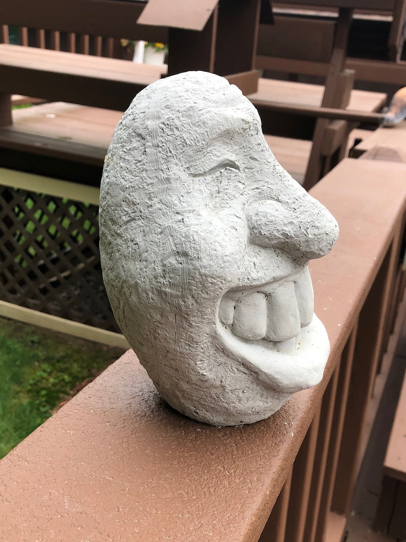Garden Rock Face, Concrete Garden Face, Smiling Face, Rocks With Faces ...