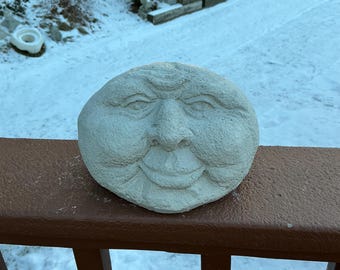 Garden Rock Face, Concrete Garden Face, Smiling Face, Rocks With Faces ...