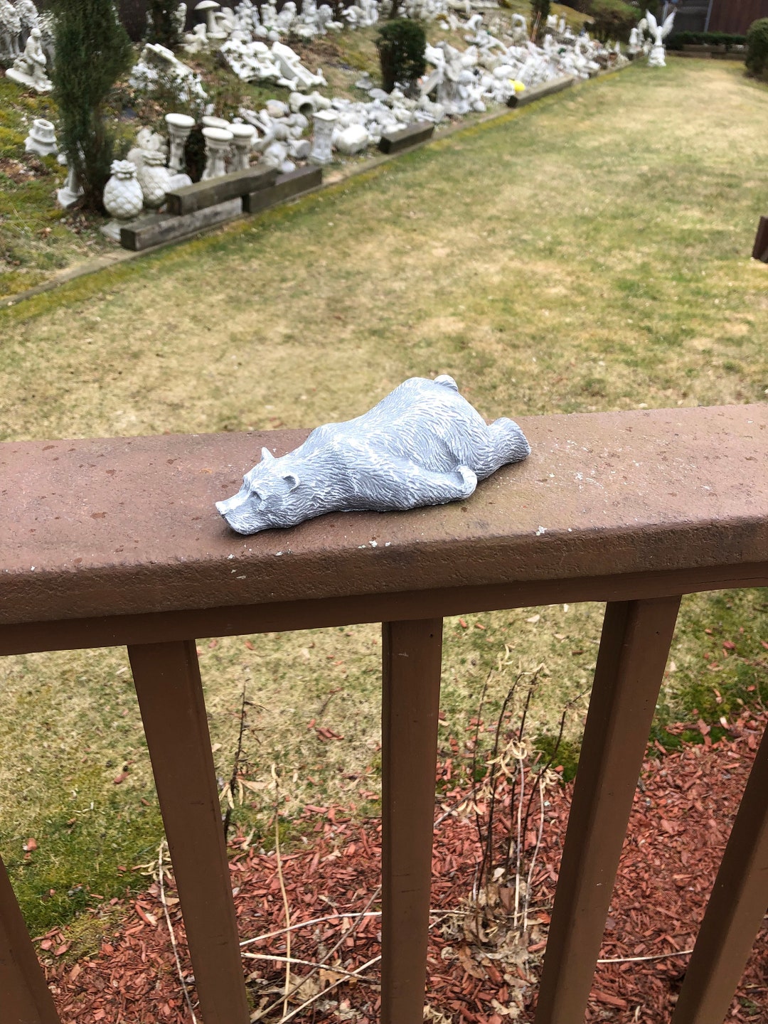Concrete Bear Statue, Cement Bear Statue, Garden Decor, Small Garden ...