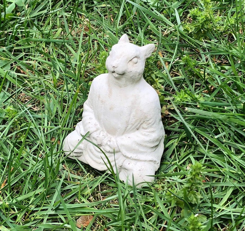 Concrete Meditating Squirrel Buddha Statue, Zen Garden Decor - Etsy