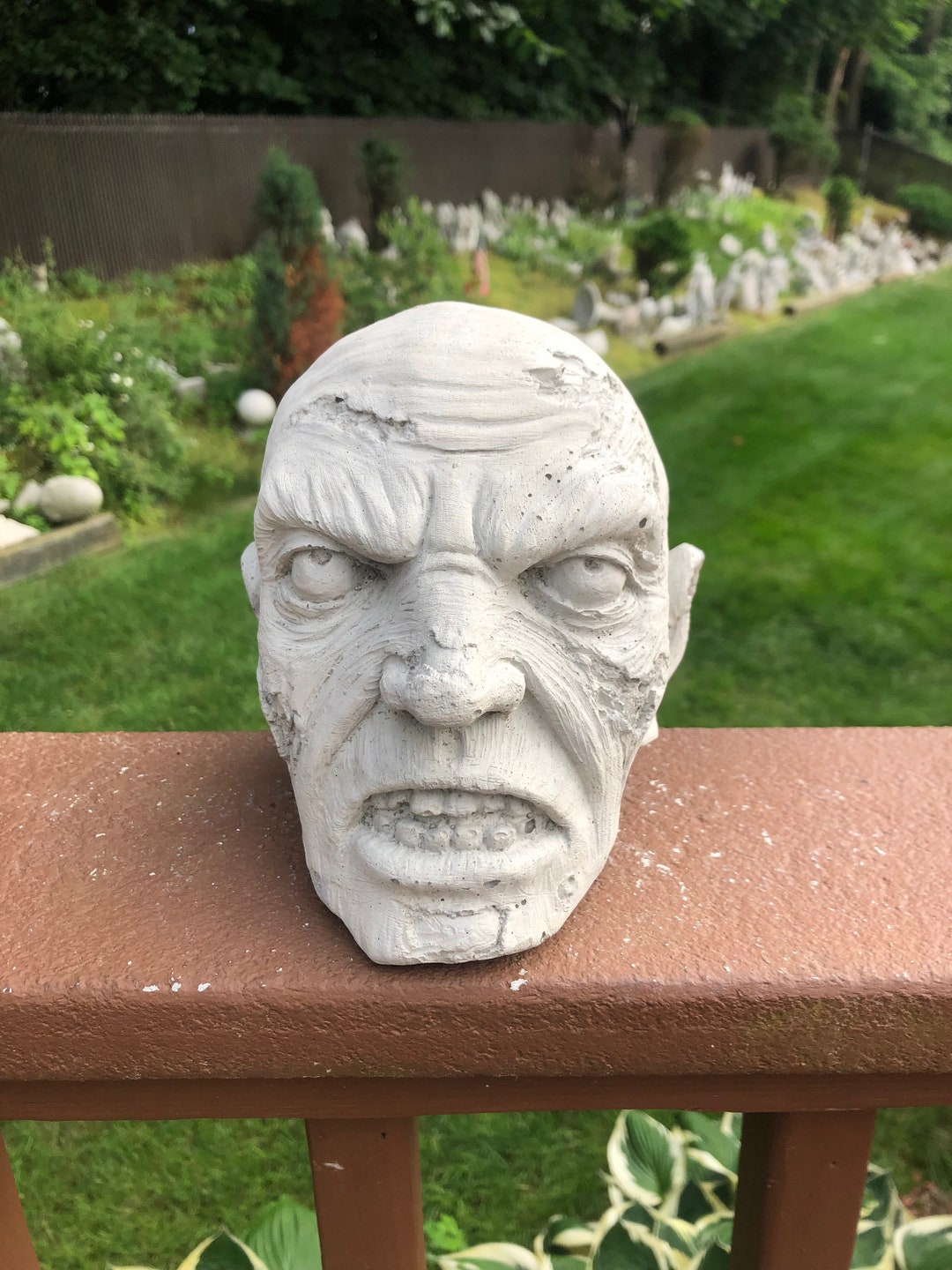 Concrete Skull, Cement Skull, Garden Figure, Garden Decor, - Etsy