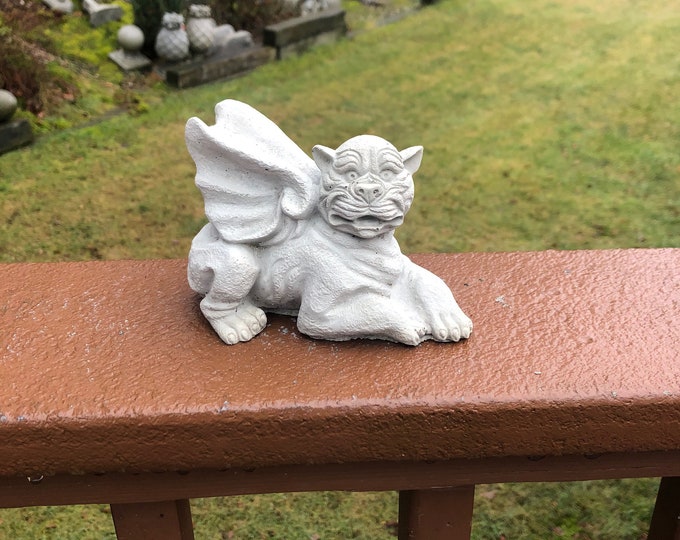 Cement Gargoyle, Garden Decor, Concrete Gargoyle, Garden Statue, Winged ...