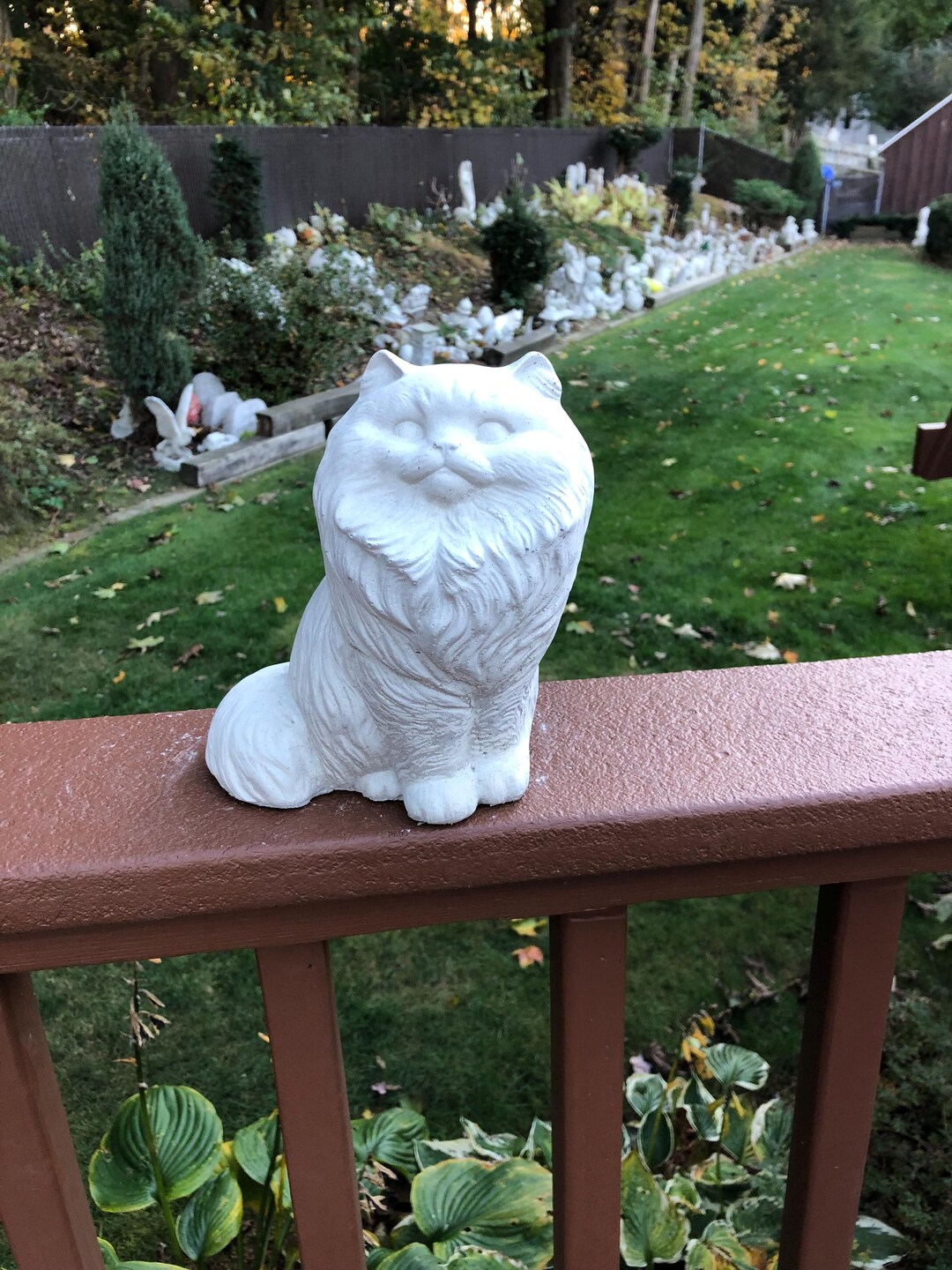 Cement Cat Statue, Concrete Sitting Cat Figure, Garden Statues, Hand ...