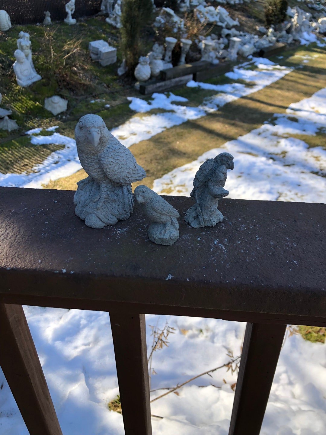 Concrete Bird Statues, Cute Cement Parrots, Garden Figures, Concrete ...