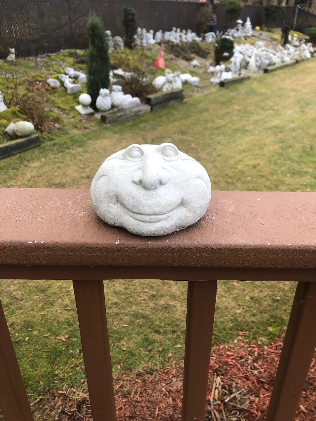 Cement Garden Rock Face, Concrete Garden Face, Smiling Face, Rocks With ...