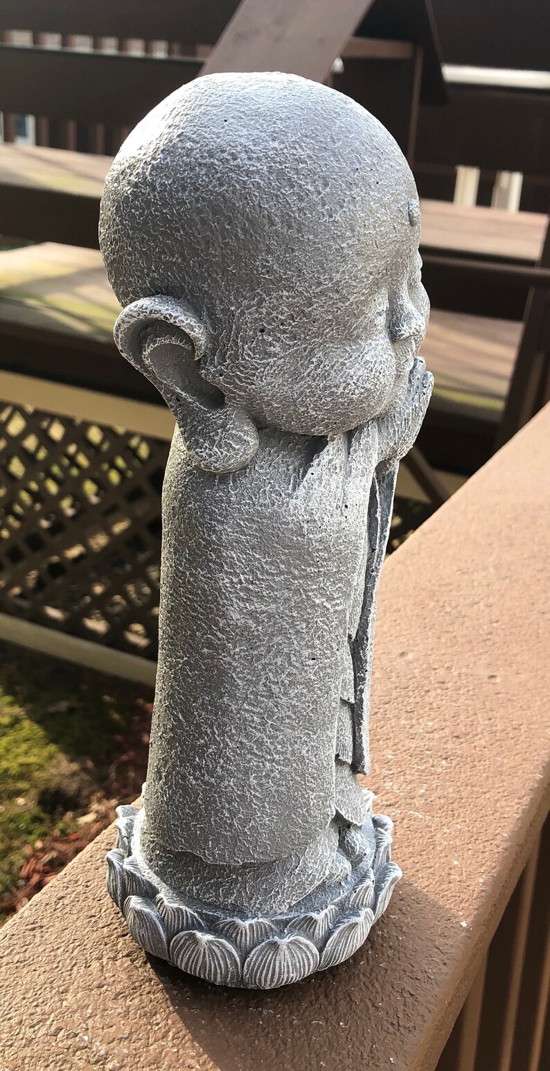 Concrete Jizo Statue Tilted Head Jizo With Clasped Hands - Etsy