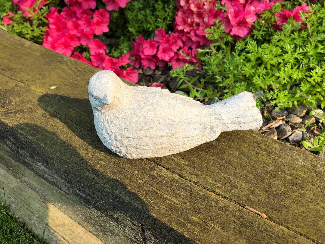 Concrete Bird Statue, Cute Cement Bird Garden Figure, Concrete Garden ...