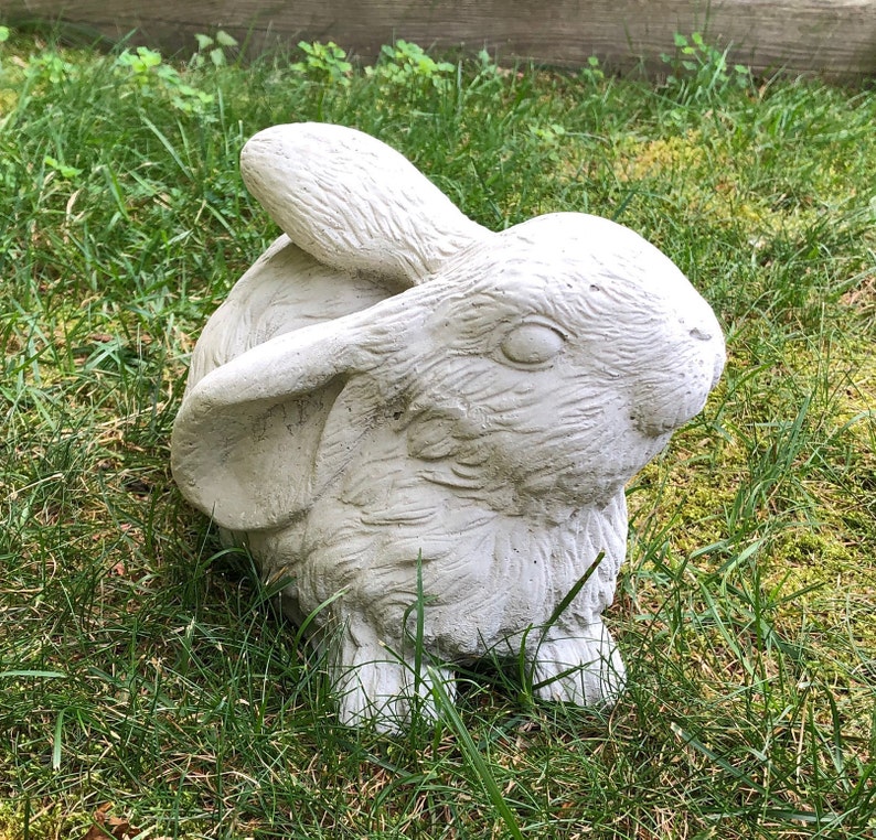 Concrete Rabbit Statue, Cement Bunny Garden Figure, Concrete Garden ...