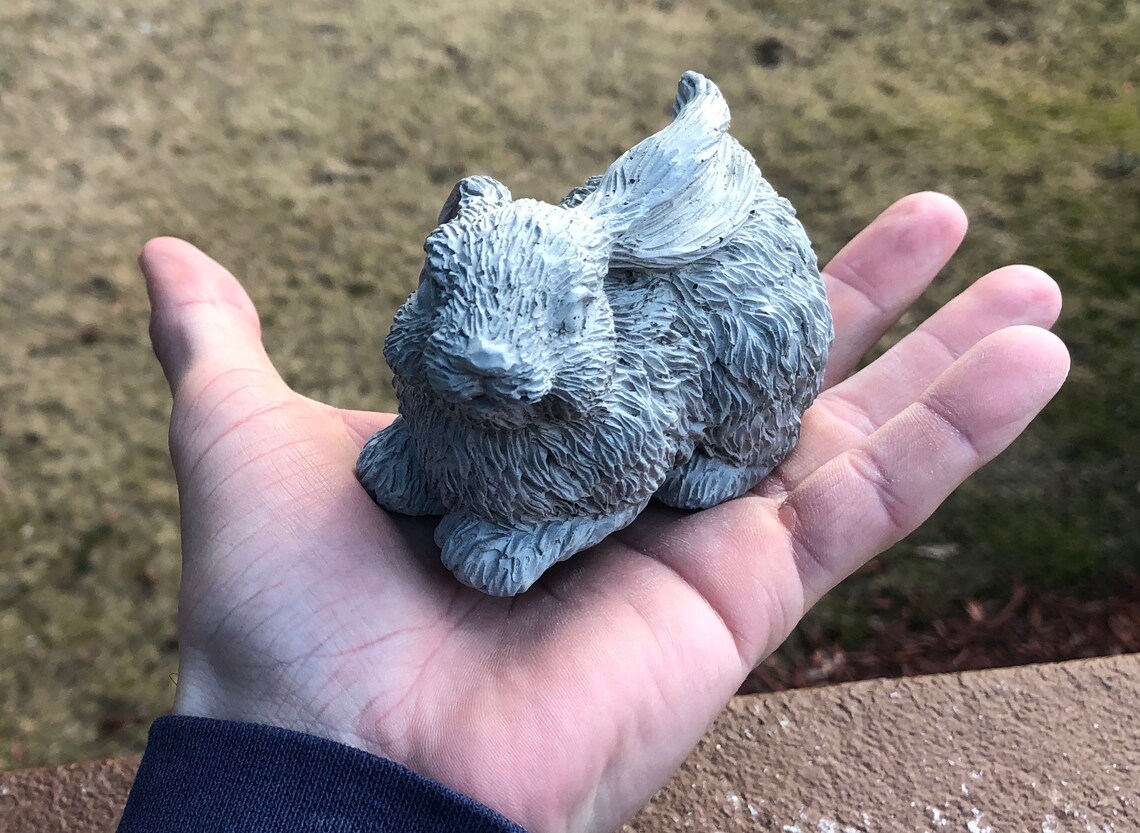 Concrete Rabbit Statue Cute Cement Bunny Garden Figure - Etsy