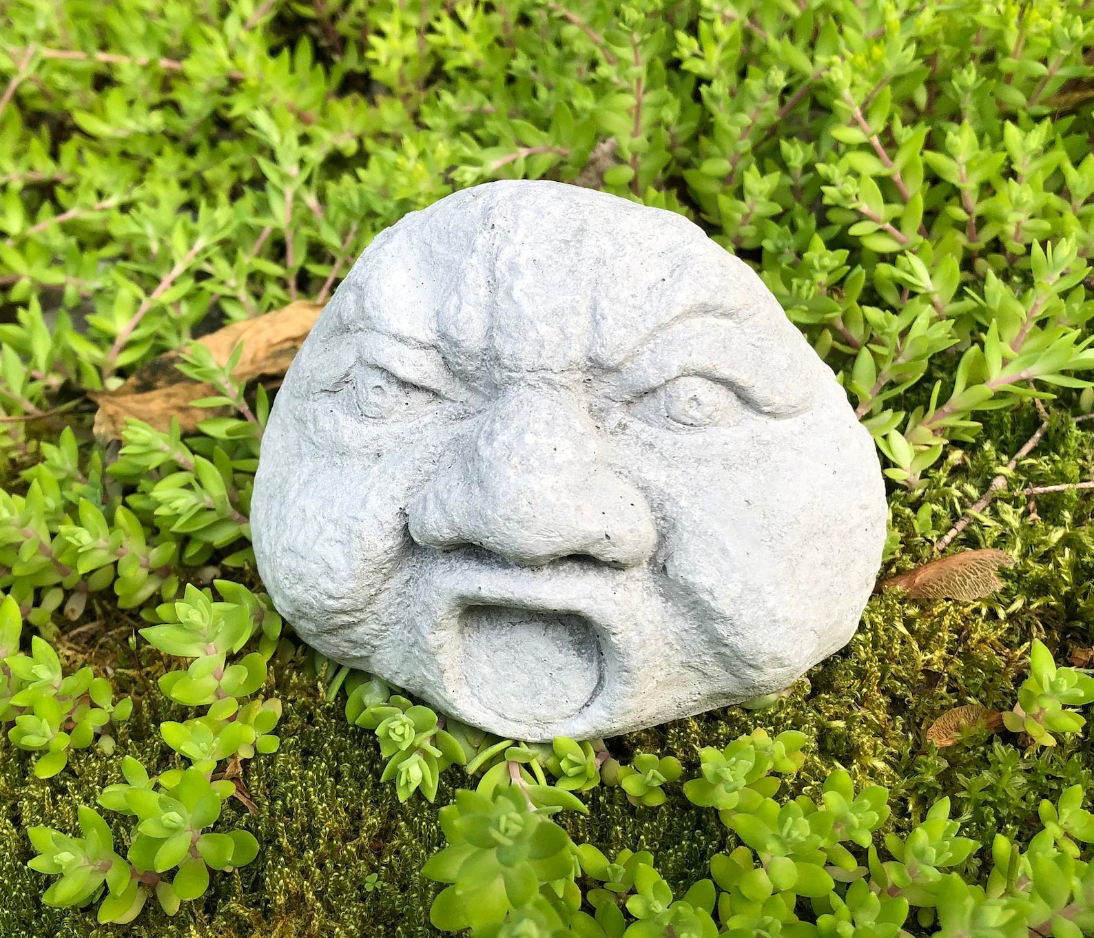 Cement Garden Rock Face Concrete Garden Face Smiling Face | Etsy