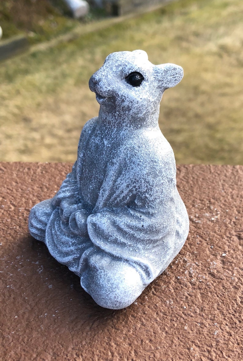 Concrete Meditating Squirrel Buddha Statue, Zen Garden Decor - Etsy