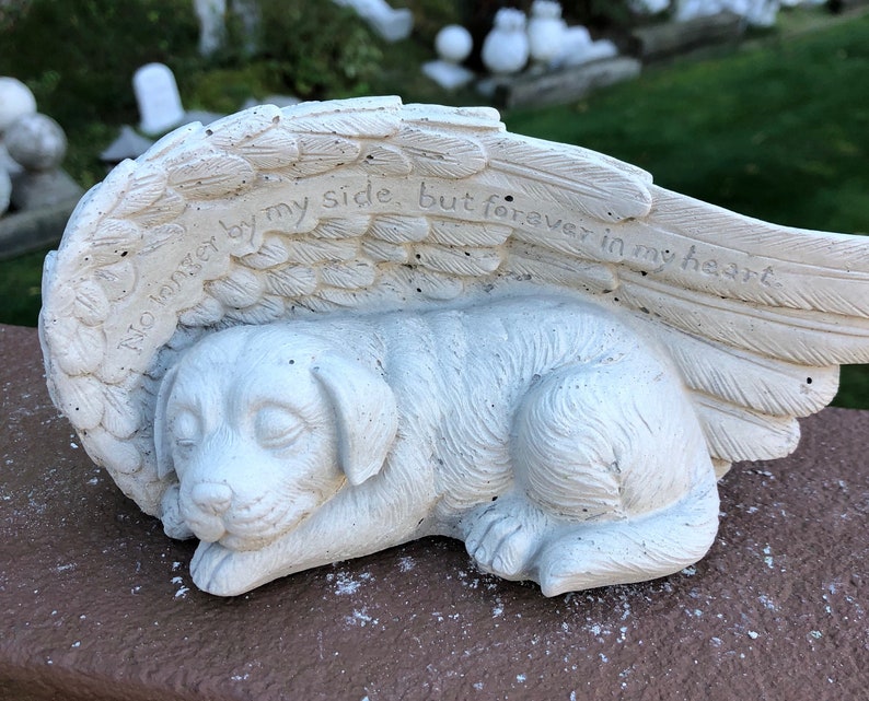 Concrete Angel Dog Statue Memorial or Grave Marker Cement - Etsy