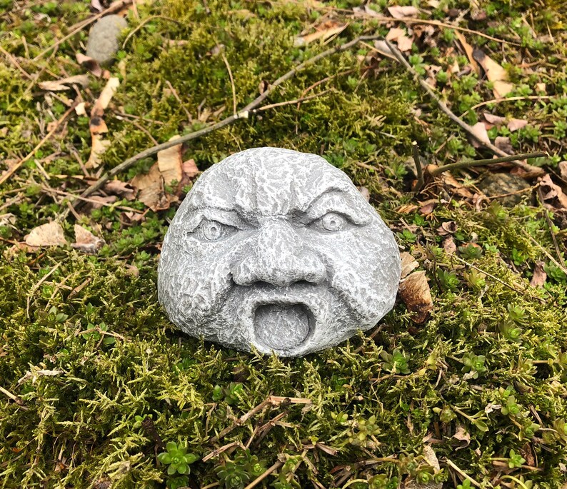 Cement Garden Rock Face Concrete Garden Face Smiling Face | Etsy
