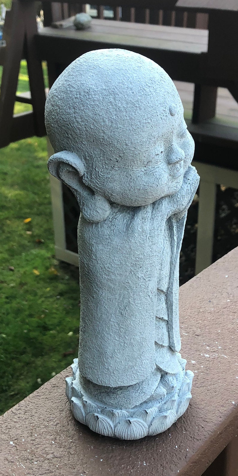 Concrete Jizo Statue Tilted Head Jizo With Clasped Hands - Etsy
