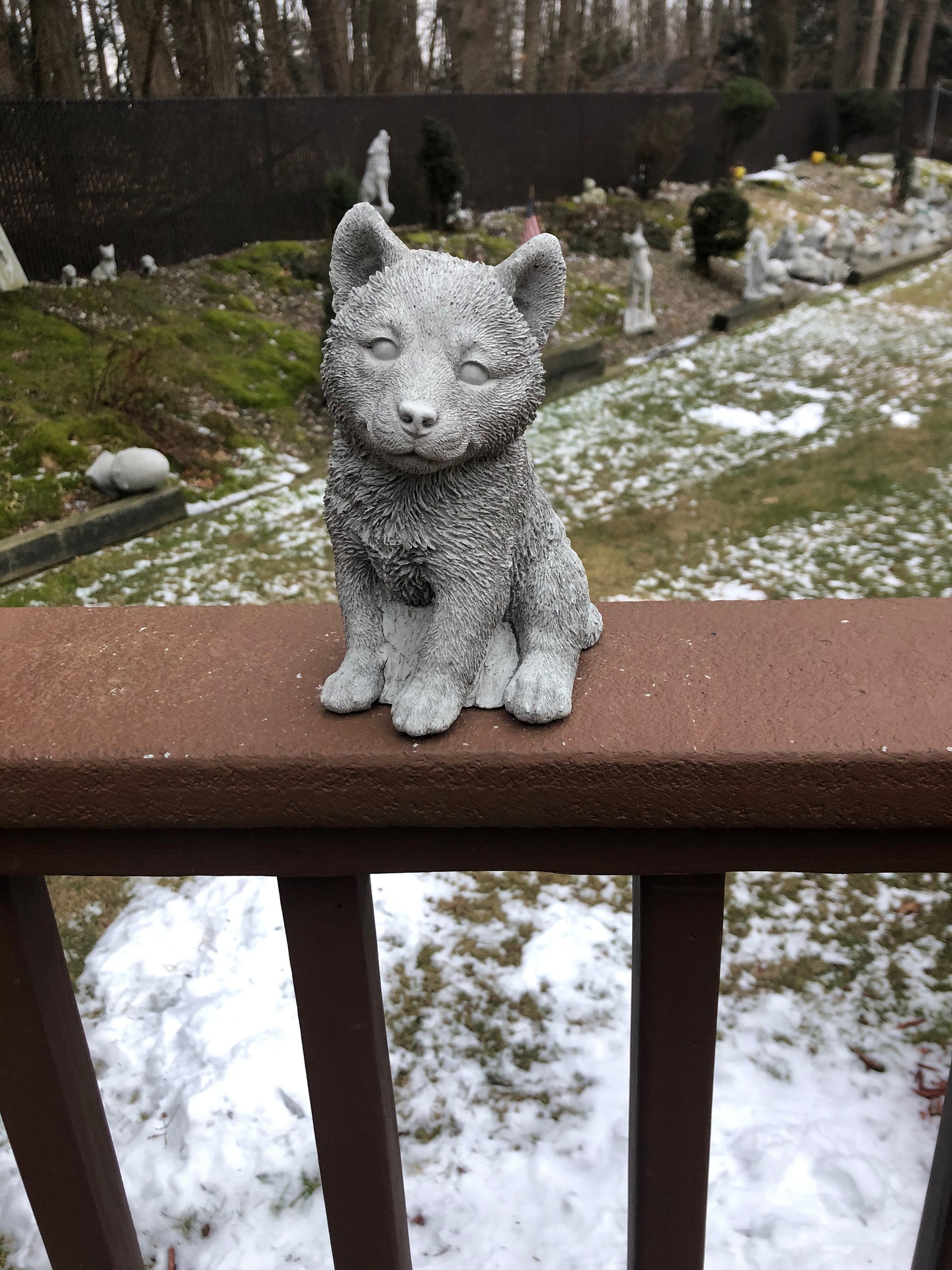 Husky Puppy Dog Statue Cement Husky Memorial Concrete Dog | Etsy