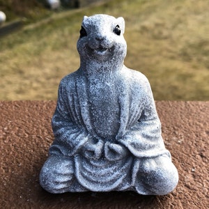 Concrete Meditating Squirrel Buddha Statue, Zen Garden Decor - Etsy