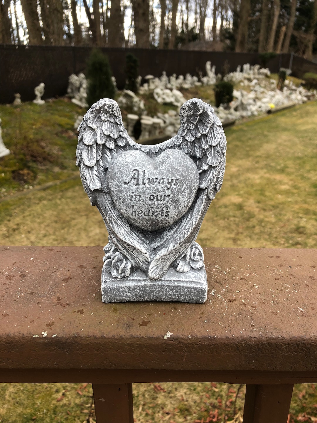 Concrete Heart Statue, Cement Always in Our Hearts Statue, Garden Decor ...