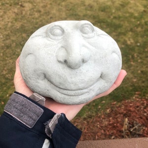 Cement Garden Rock Face, Concrete Garden Face, Smiling Face, Rocks With ...