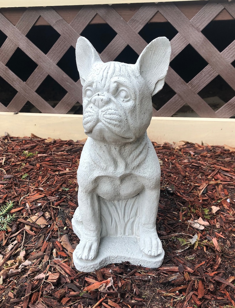 French Bulldog Concrete Statue, Memorial or Grave Marker, Garden Decor ...
