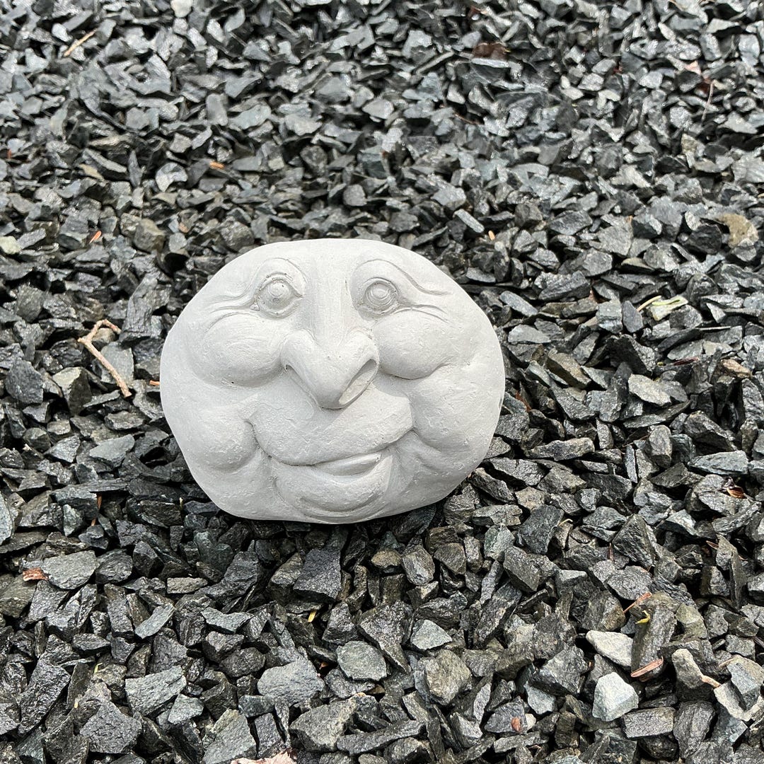 Cement Garden Rock Face, Concrete Garden Face, Smiling Face, Rocks With ...