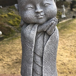 Concrete Jizo Statue, Tilted Head Jizo With Clasped Hands, Buddhist ...