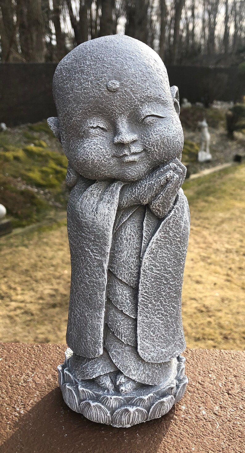 Concrete Jizo Statue Tilted Head Jizo With Clasped Hands - Etsy