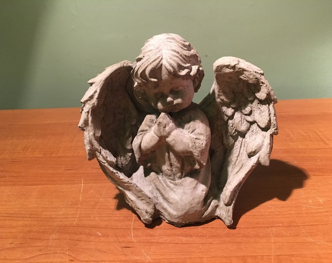 Praying Cherub Garden Statue, Cement Baby Angel Outdoor Indoor, Yard ...
