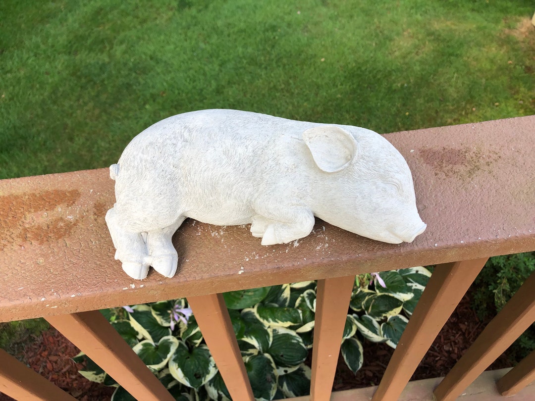 Pig Statue Concrete Pig Cement Laying Pig Garden Statues - Etsy